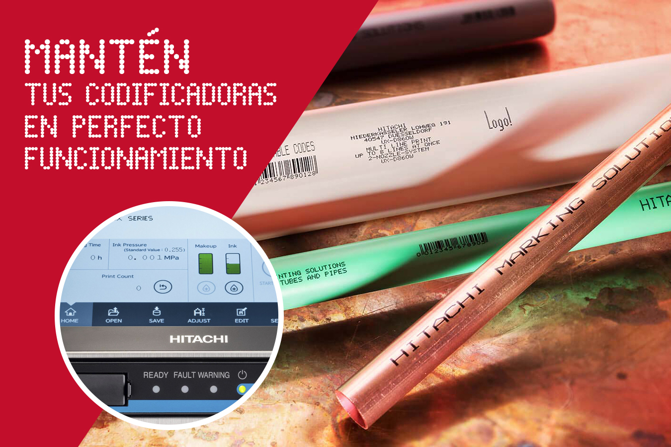 Mantén siempre en perfecto funcionamiento tus codificadoras INKJET HITACHI con estos tres ...